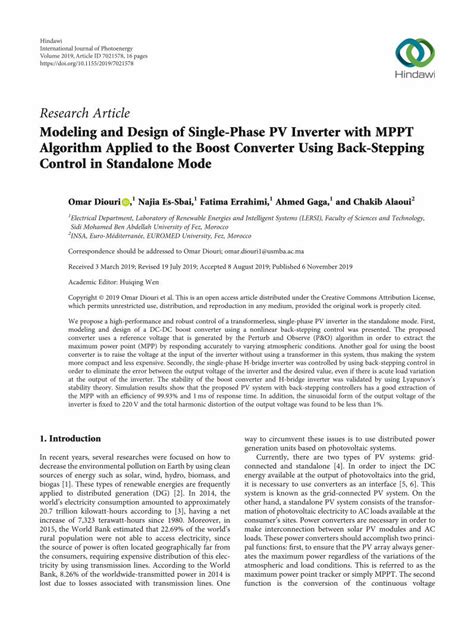 pdf modeling and design of single phase pv inverter with mppt