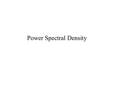 Power Spectral Density