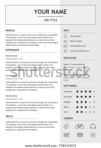 Vector Minimalist Cvresume Template Simple Design 스톡 벡터로열티 프리
