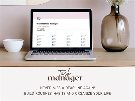 2024 Task Manger Notion Template Daily To Do List Planner For Notion Minimalist Notion