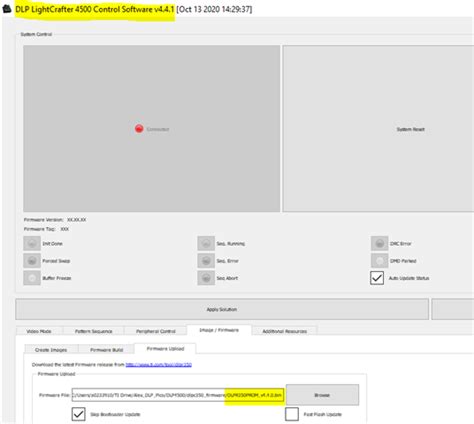 Dlp4500 Issue Uploading Firmware From The Gui Dlp Products Forum Dlp®︎ Products Ti E2e