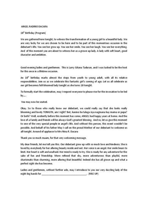 Script For Debut Giovanni Cas Pdf