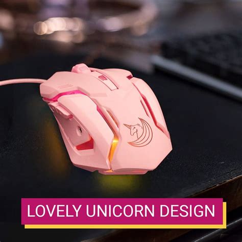 Pink Mouse Unicorn 3200 Dpi Backlight Mouse Computer Mouse Gaming Mice