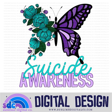 Butterfly Floral Suicide Awareness • Suicide Prevention • Awareness