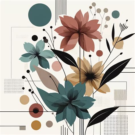 Modern Floral Pattern Geometric Design Quadros Decorativos Com