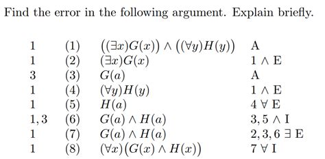 Solved Find The Error In The Following Argument Explain Chegg