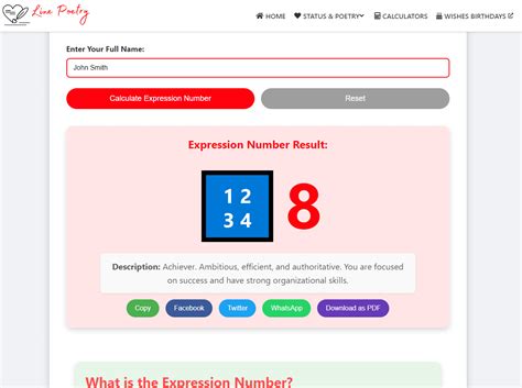 Expression Number Calculator Unlock Your Life Purpose Line Poetry