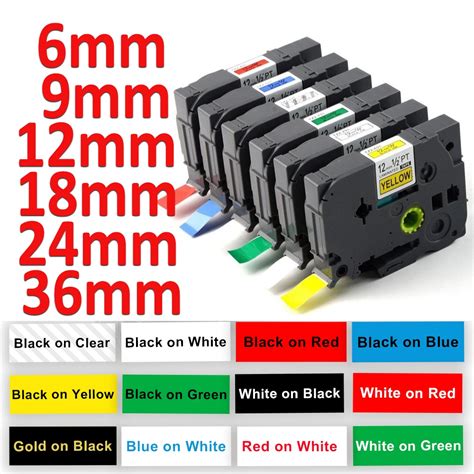 Compatible Brother P Touch Tze Tz Label Tape 6mm 9mm 12mm 18mm 24mm