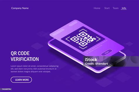 Qr 코드 검증 컨셉 스캐너가 있는 휴대 전화는 Qr 코드를 읽습니다 스마트폰 화면에 기계가 판독 가능한 바코드 편집 가능한