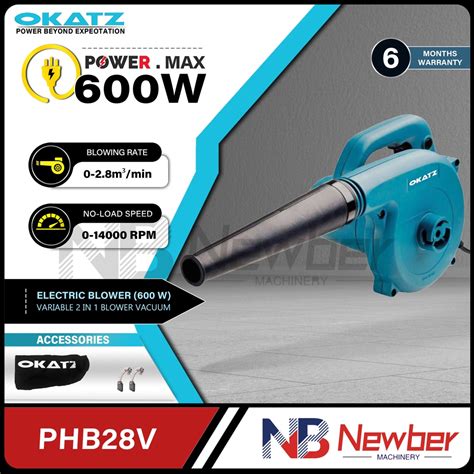 Newber Okatz Speed Handheld Blower 600w Phb28v Variable 2 In 1