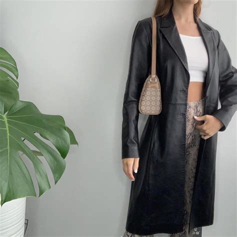 Black Long Line Jacket Matrix Style Leather Jacket Depop