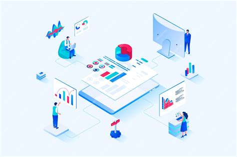 Premium Vector Data Analysis 3d Isometric Web Design Vector Web Illustration