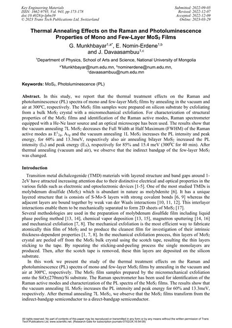 Thermal Annealing Effects On The Raman And Photoluminescence Properties