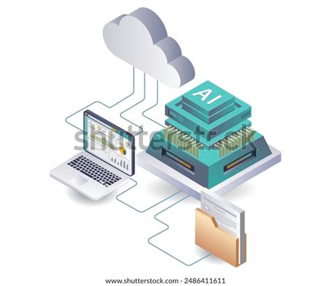 Artificial Intelligence System Server Data Analysis Stock Vector