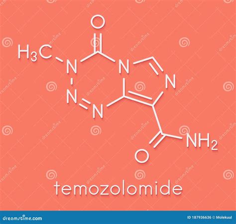 Temozolomide Molecular Structure Isolated On Black Royalty Free Cartoon