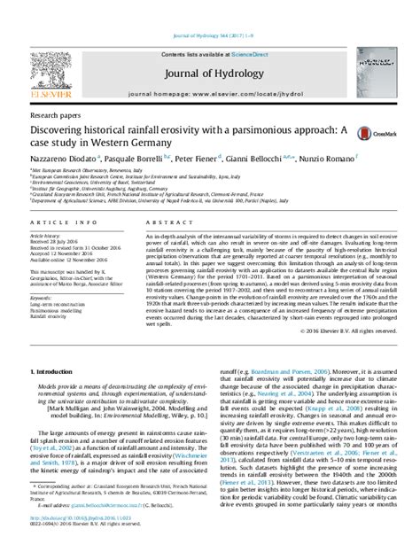 Pdf Discovering Historical Rainfall Erosivity With A Parsimonious