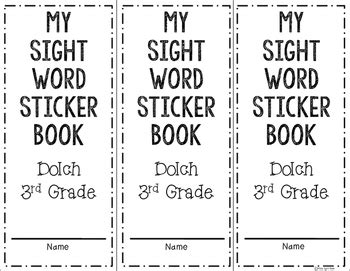Sight Word Sticker Book Dolch 3rd Grade By Miss April Rose Tpt