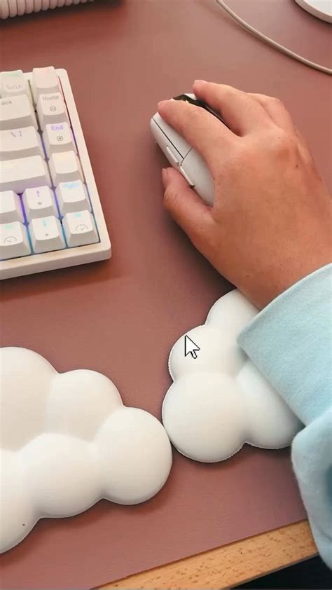 Cloud Keyboard Wrist Rest Set Ergonomic Anti Slip Palm Rest Memory Foam Wrist Pad White