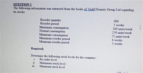 Solved Ouestion 1 The Following Information Was Extracted