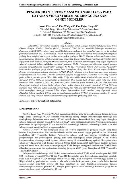 Pdf Pengukuran Performansi Wlan 802 11 B G A Pada Layanan Video