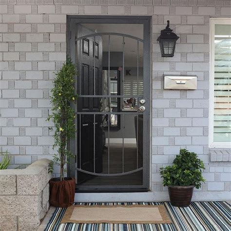 Gatehouse Gibraltar 36 In X 81 In Black Steel Surface Mount Security Door With Black Screen