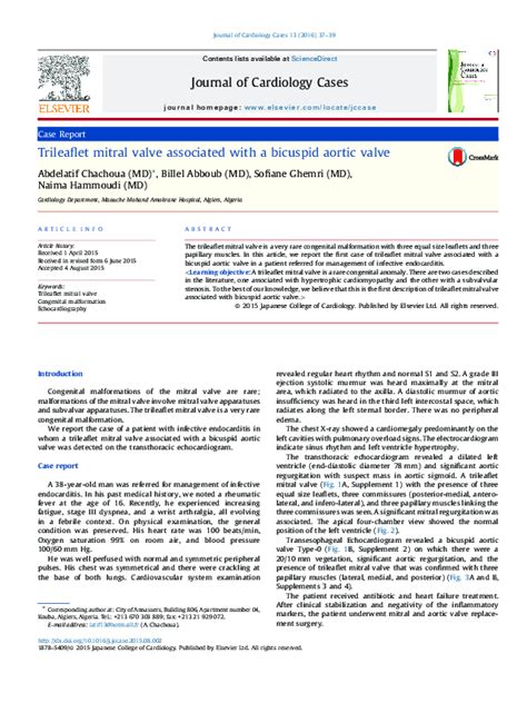 Pdf Trileaflet Mitral Valve Associated With A Bicuspid Aortic Valve
