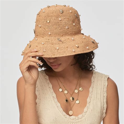 Natural Sea Life Embellished Raffia Hat One Size Raffia Hat