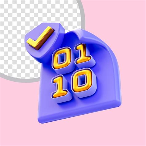 Premium Psd Binary Number Document With Security Shield Check Mark