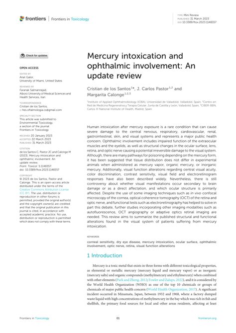 Pdf Mercury Intoxication And Ophthalmic Involvement An Update Review