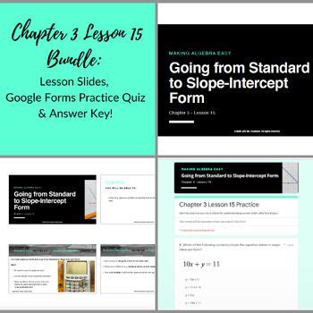 Algebra Slides Google Forms Quiz Key Standard To Slope Intercept Form Google Forms