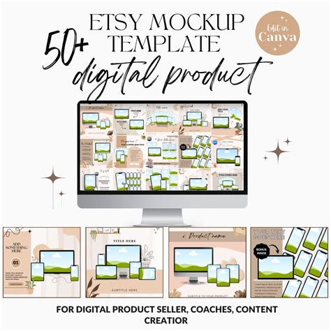 50 Etsy Mockup Template Etsy Listing Mockup Digital Template