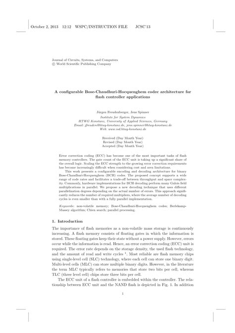 pdf a configurable bose chaudhuri hocquenghem codec architecture for