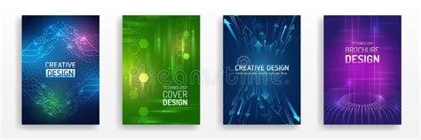 Contemporary Technology Cover Design Brochure Digital Template Stock