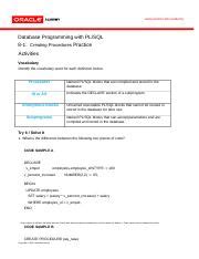 1830121 Creating procedures.docx - www.oracle.com/academy Database Programming with PL/SQL 8-1 ...