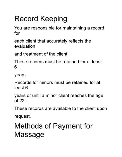 Record Keeping Notes Record Keeping You Are Responsible For
