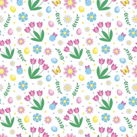 Easter Seamless Pattern With Flowers Butterflies 22462141 Vector Art