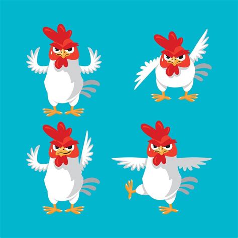 Animated Cartoon Chicken Characters On Blue Background 68750591 Vector