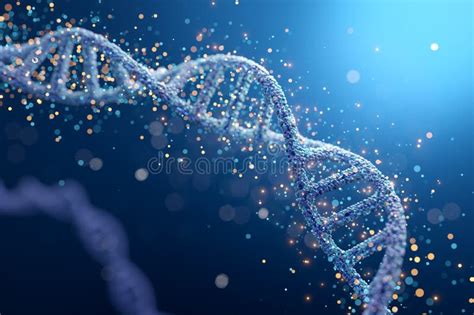 Dna Double Helix With Glowing Data Particles Stock Illustration