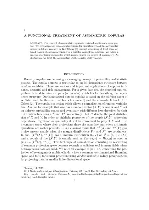Pdf A Functional Treatment Of Asymmetric Copulas