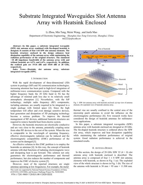Pdf Substrate Integrated Waveguides Slot Antenna Array With Heatsink Enclosed