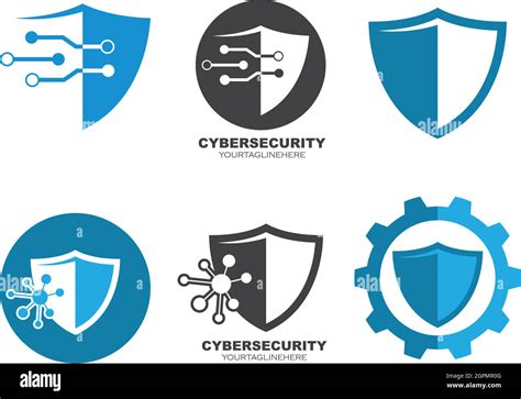 Cyber Security Logo With Shield Vector Image Stock Vector Image Art