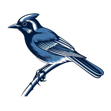Bold Lithographic Blue Jay Symbol Vector With Distinctive Character
