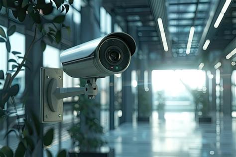 Modern Surveillance Camera In Public Area For Security Premium Ai