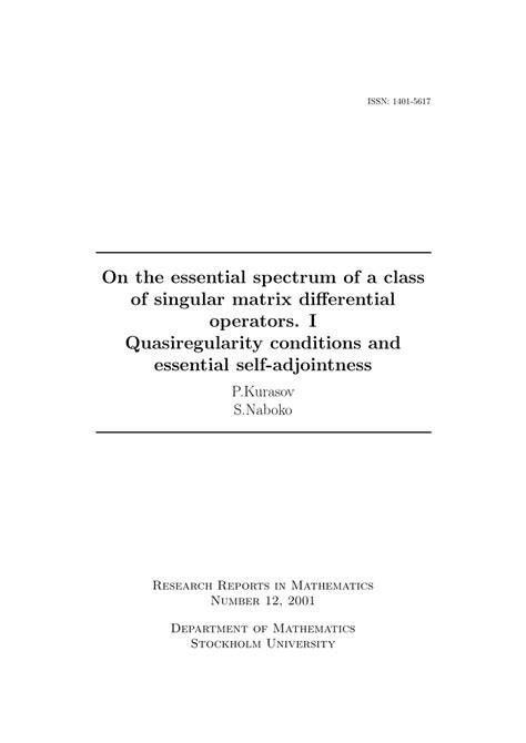 pdf on the essential spectrum of a class of singular matrix