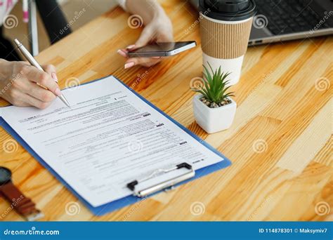 Woman Hand Writing Or Signing In A Document Editorial Photo Image Of Female Executive 114878301