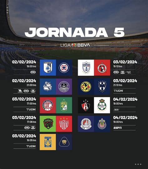 Calendario Jornada 5 Liga Mx C2024 Media Cancha Slp