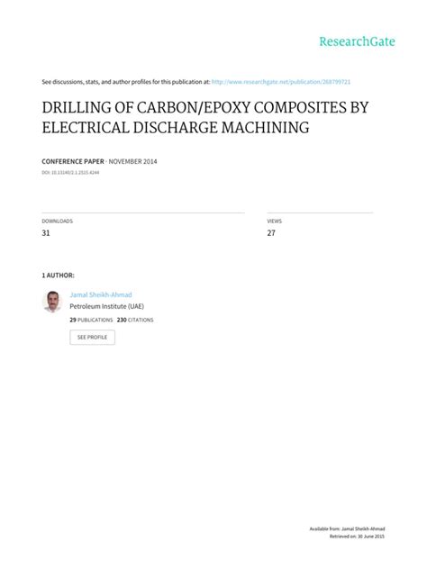 drilling of cfrp by edm pdf machining analysis of variance