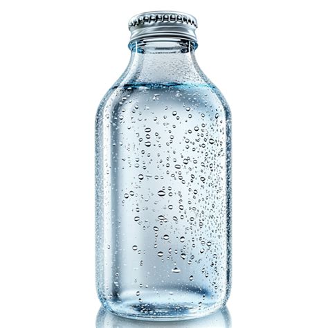 Crystal Clear Glass Bottle Filled With Sparkling Water And Tiny Bubbles