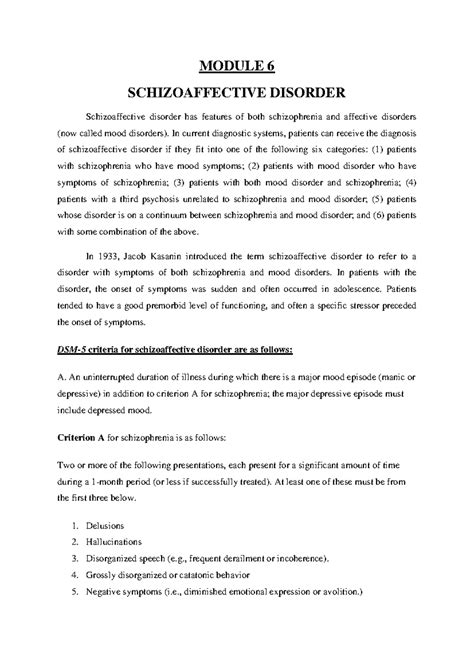 Schizoaffective Disorder Module 6 Schizoaffective Disorder