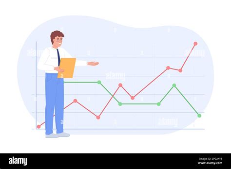 Creating Line Chart For Forecasting Business Trends Flat Concept Vector Spot Illustration Stock